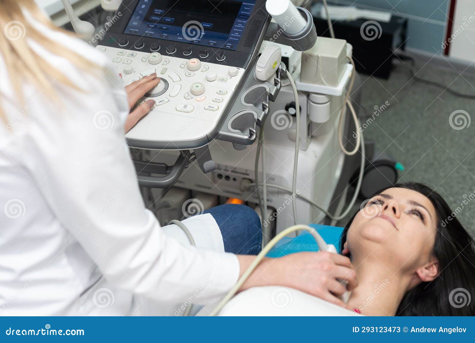 Ultrasound Scanner in the Hands of a Doctor. Diagnostics. Sonography ...