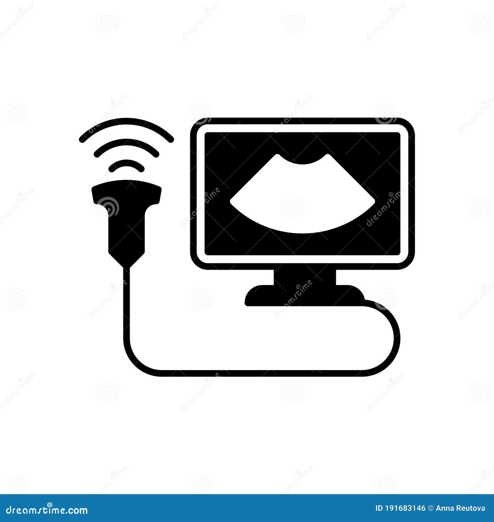 Ultrasound Vector Icon Medical Diagnostic Illustration Stock Vector