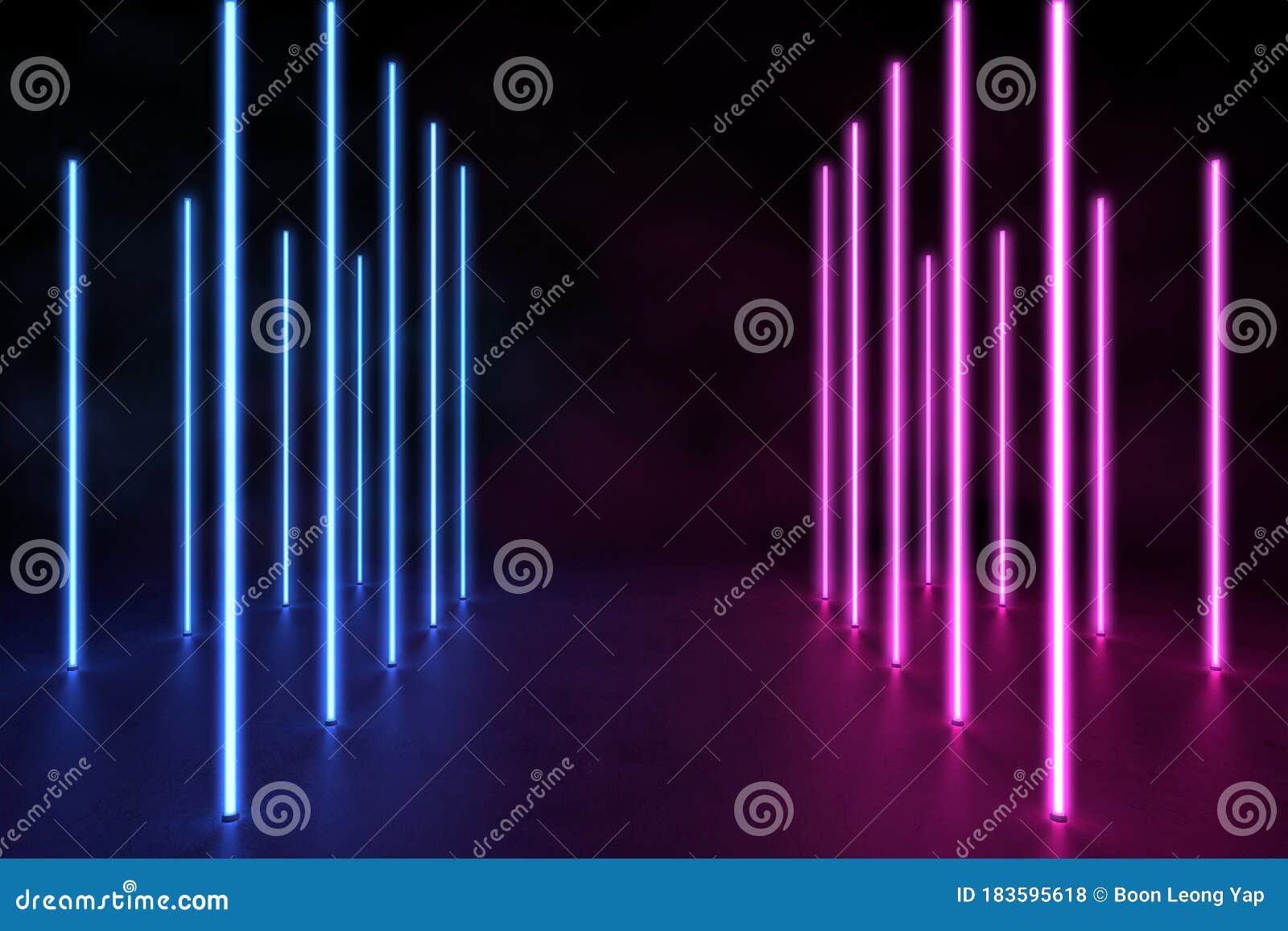 Ultraviolet 3D Neon Light Background with Vertical Line in Concrete ...