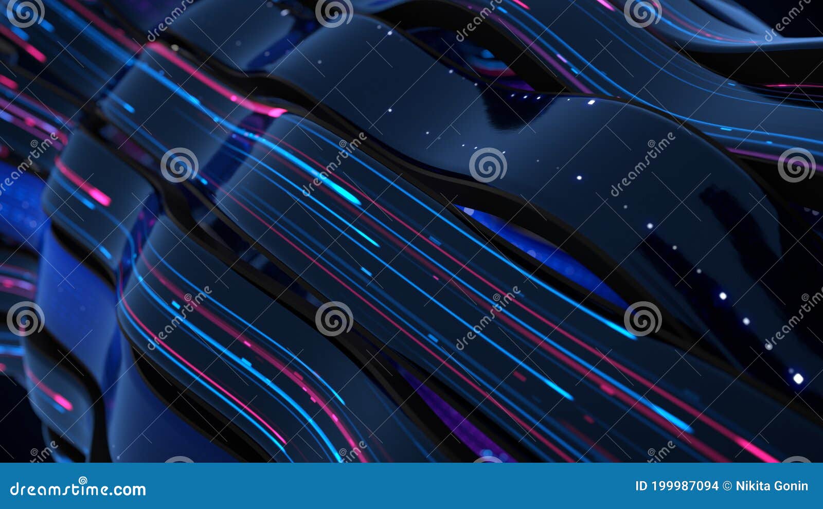 Ultraviolet Neon Light Trails on Glass 3D Rendering Illustration Stock ...