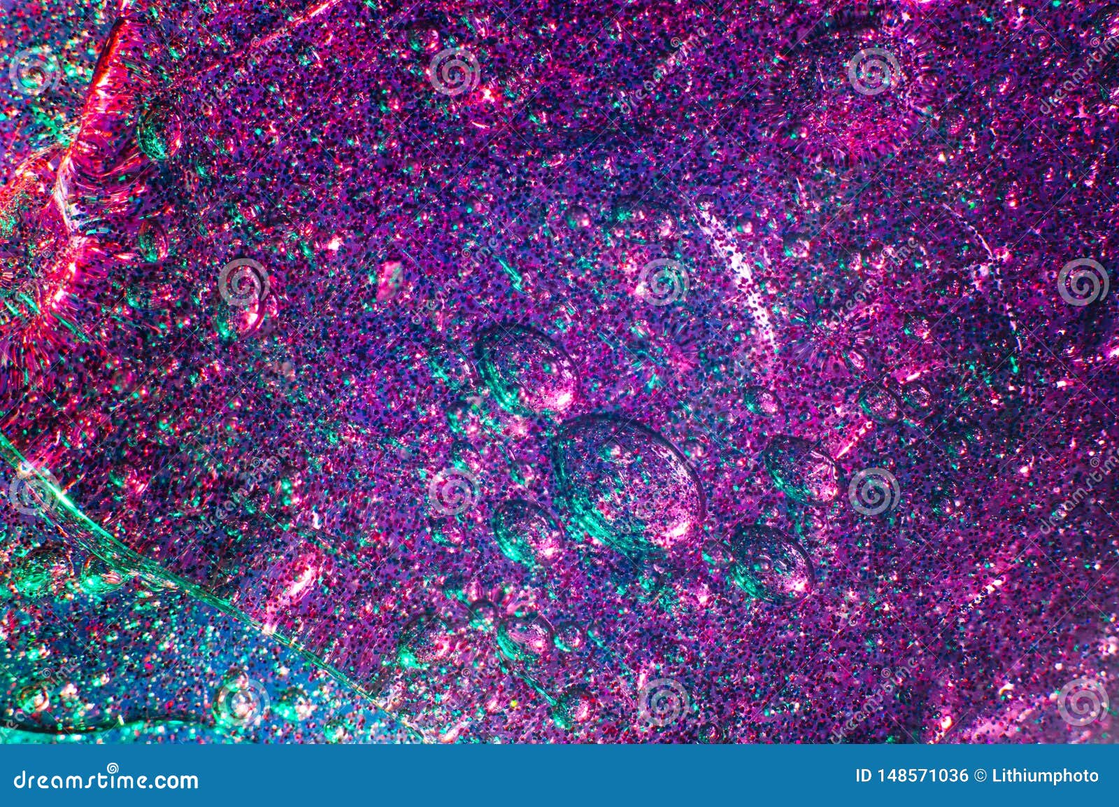 Ultraviolet Transparent Slime with Bubbles and Glittering Multicolor ...