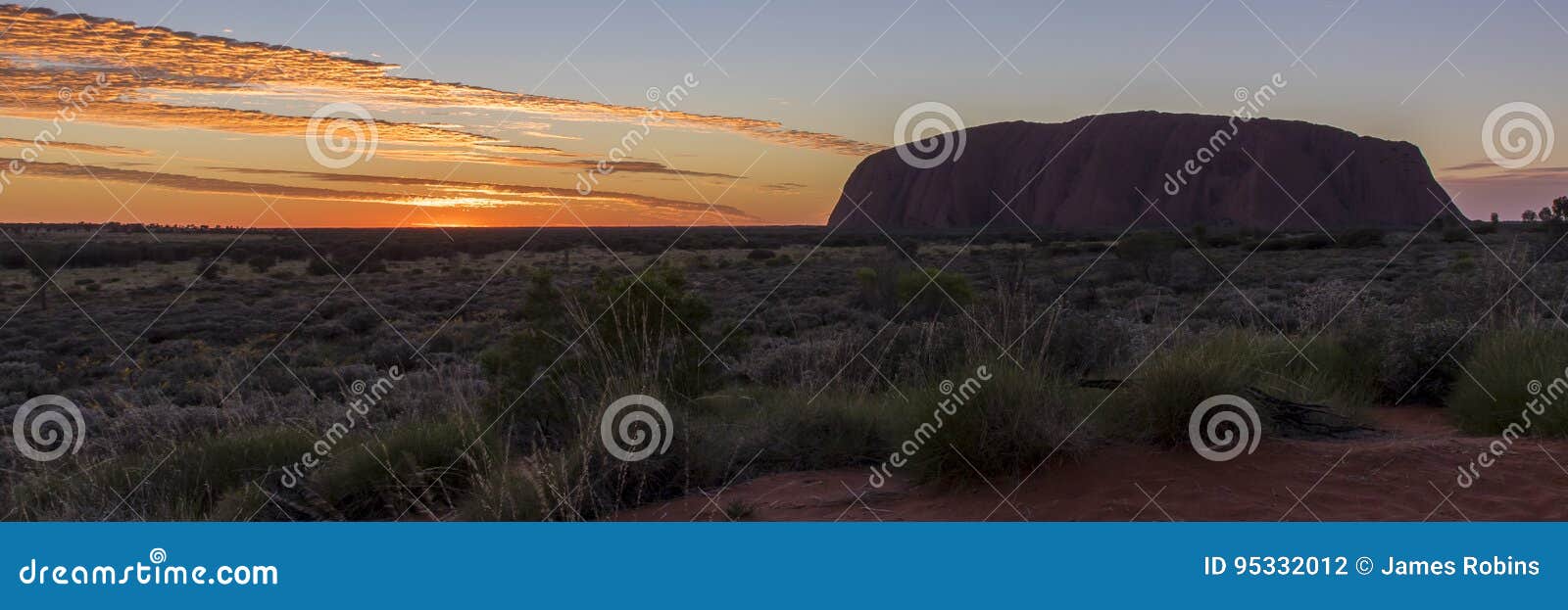 Uluru At Sunrise Under Beautiful Blue Sky And The View Platform, Uluru ...