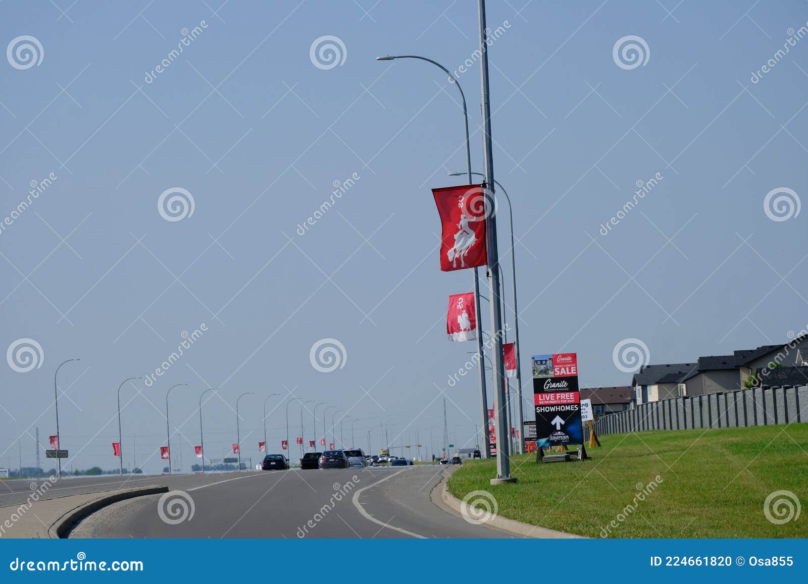 12uly 2021 - Calgary Alberta Canada - Calgary Stampede Flags Flying in ...