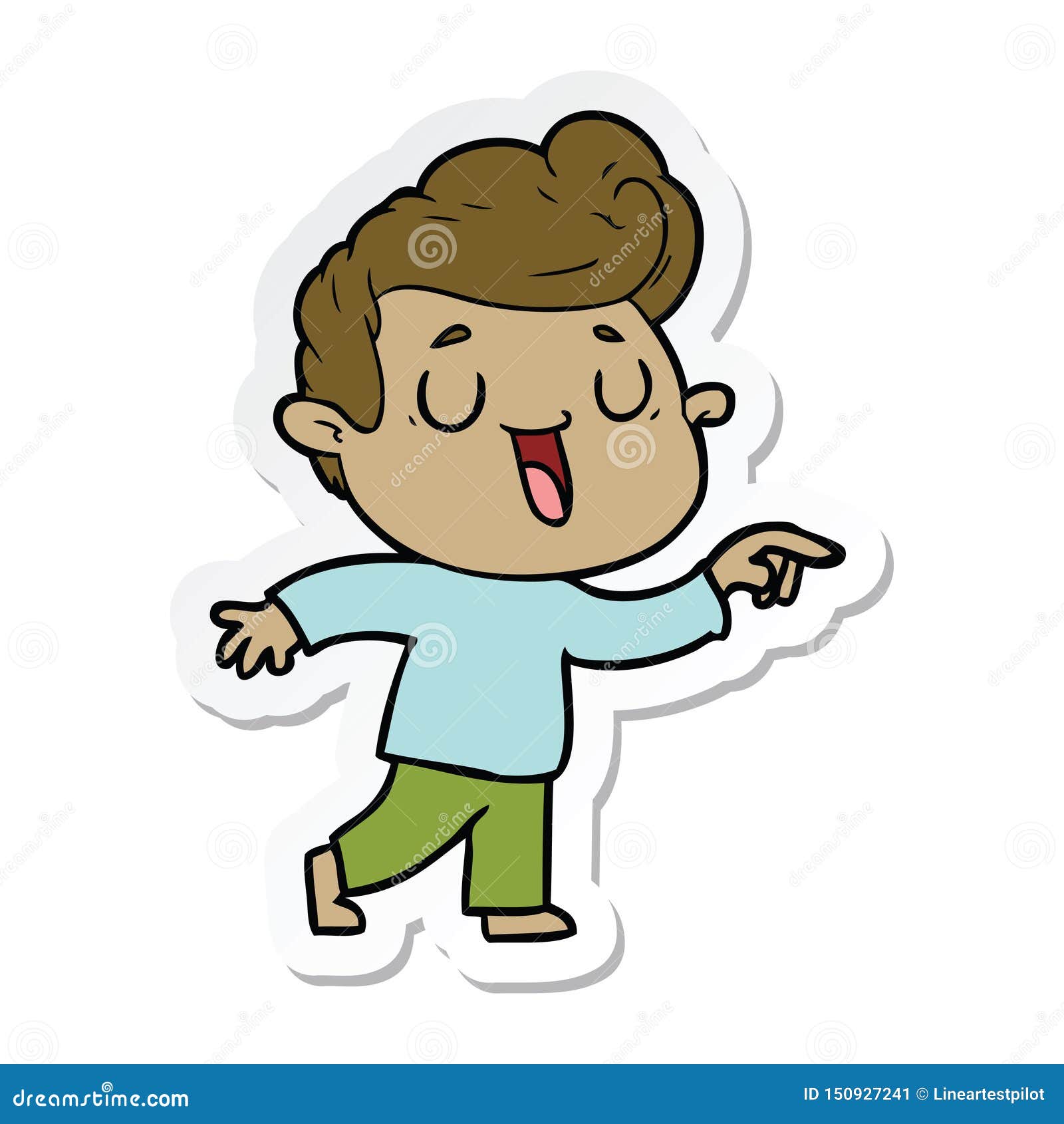 Um Adesivo Criativo De Um Homem De Desenho Animado Feliz Ilustração do ... Um Adesivo Criativo De Um Homem De Desenho Animado Feliz Ilustração do ...