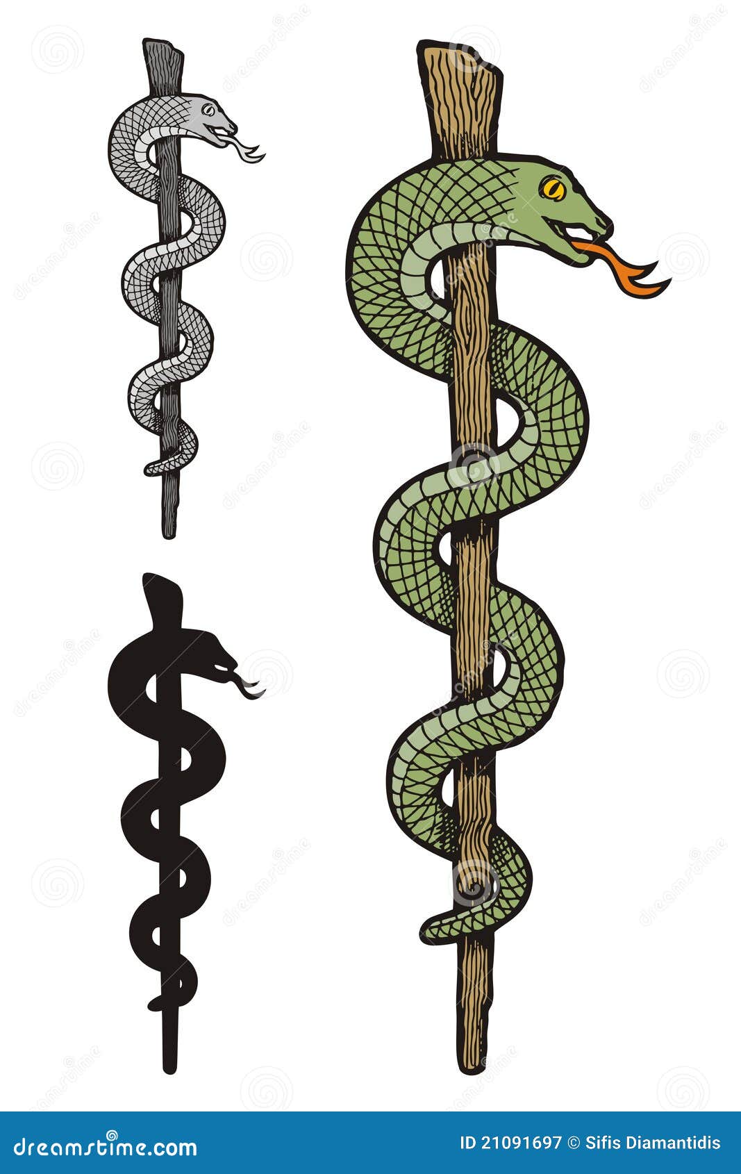 Um caduceus da serpente ilustração do vetor. Ilustração de cinzento ...