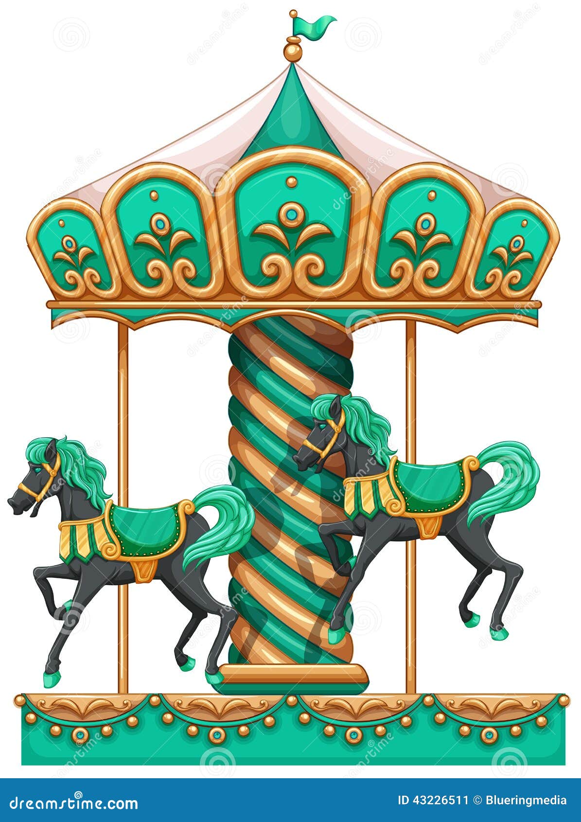 Um carrossel verde ilustração do vetor. Ilustração de isolado - 43226511