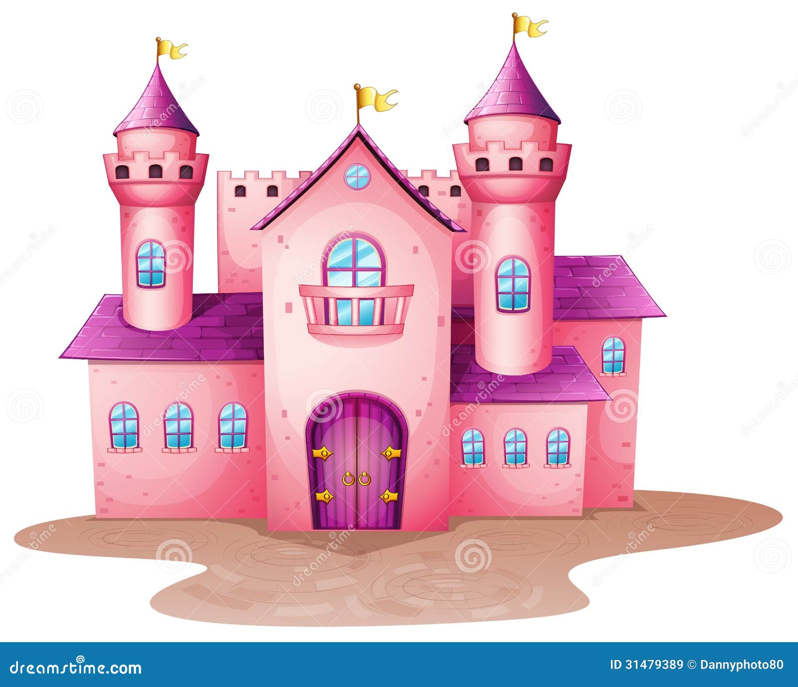 Um castelo colorido rosa ilustração do vetor. Ilustração de home - 31479389