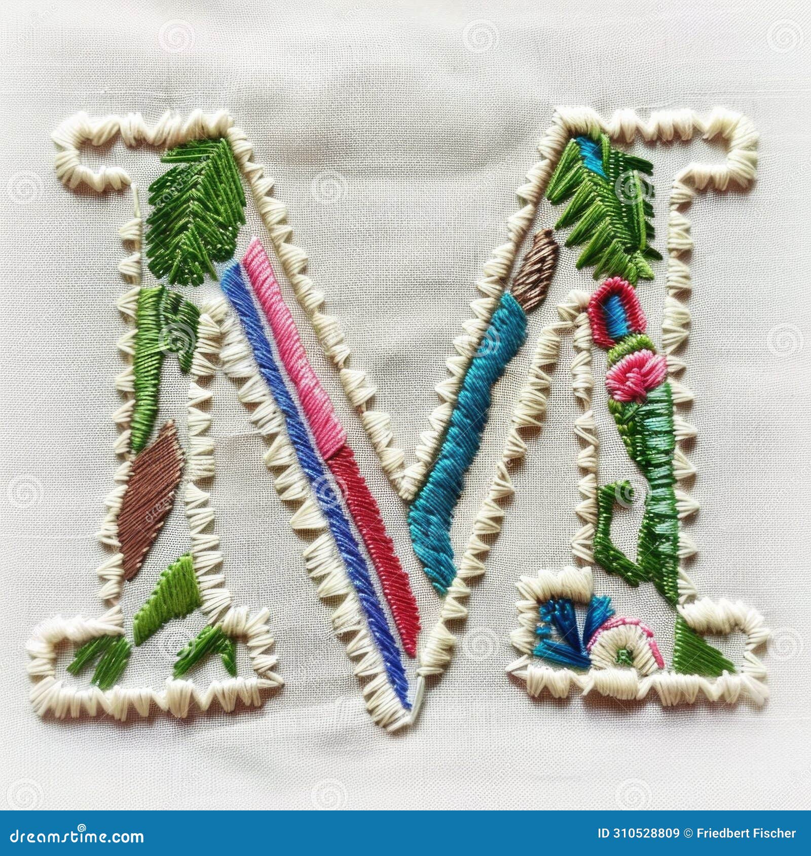 Um Fecho De Uma Letra M Bordada Imagem de Stock - Imagem de gerado ...