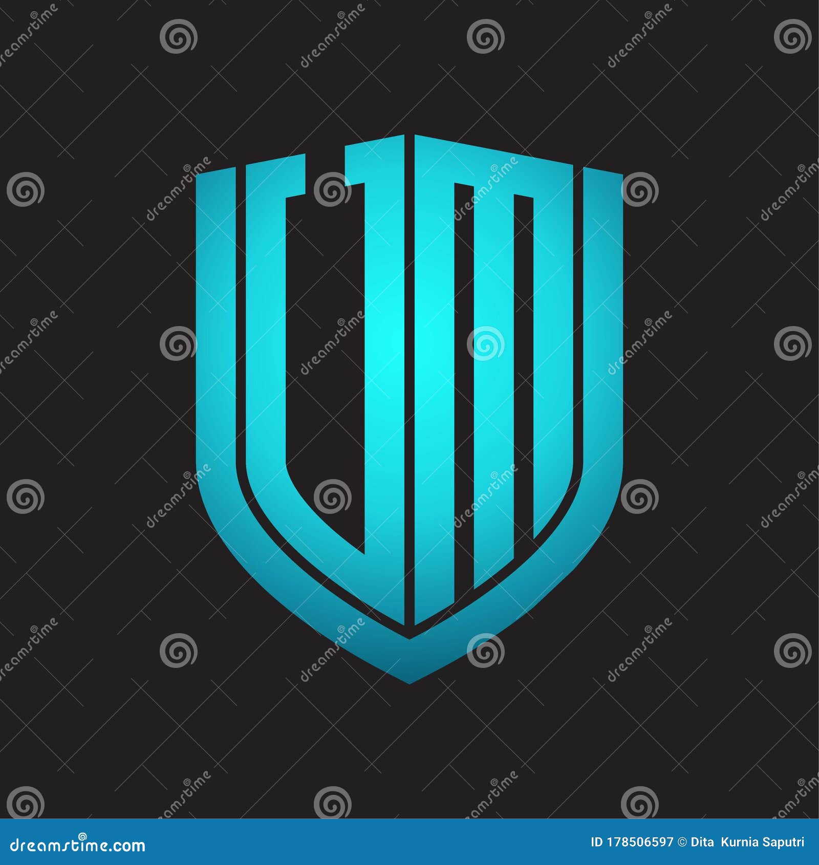 UM Logo Monogram with Emblem Shield Design Isolated with Blue Colors on ...