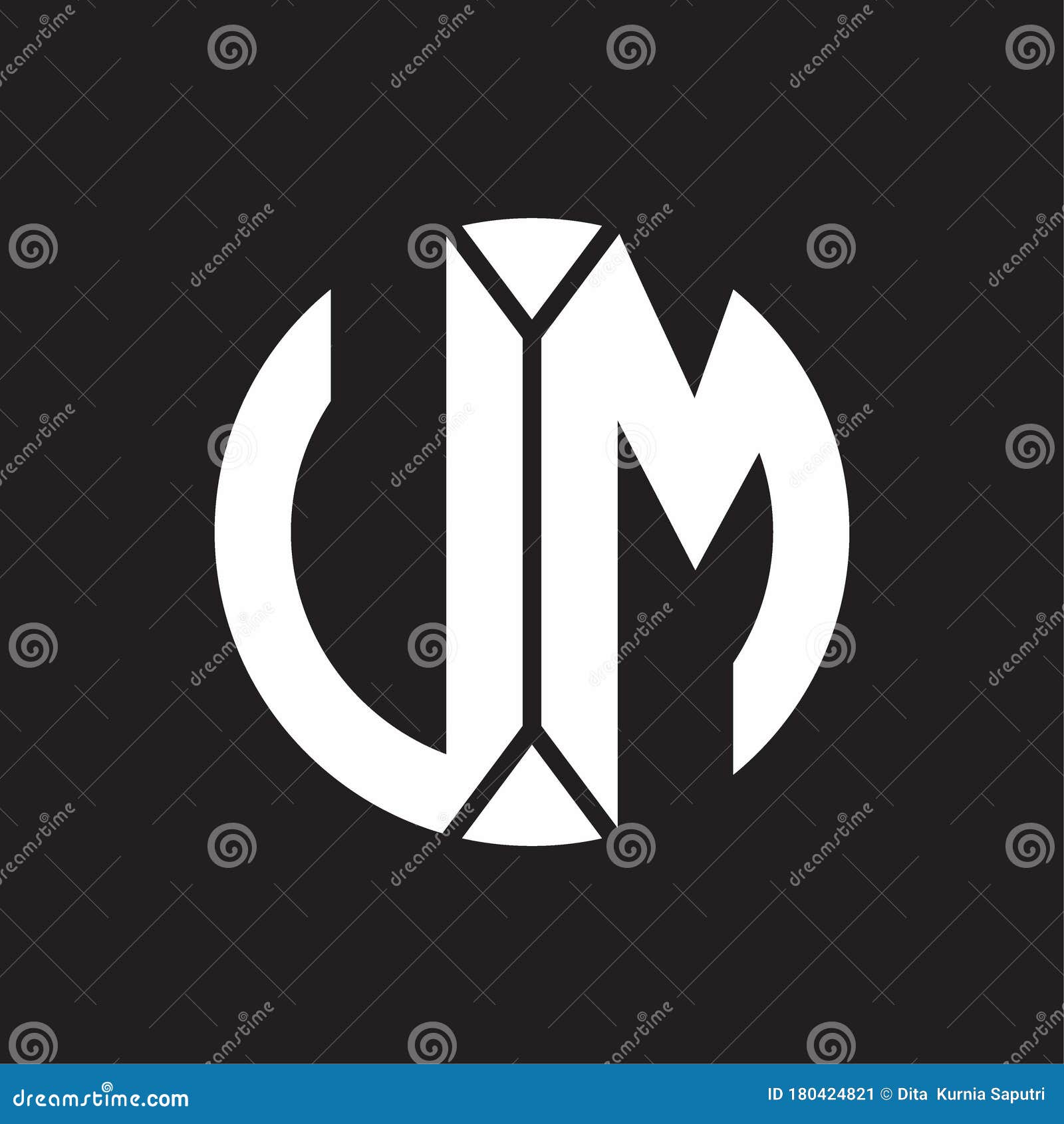 UM Logo Monogram with Piece Circle Ribbon Style Stock Vector ...