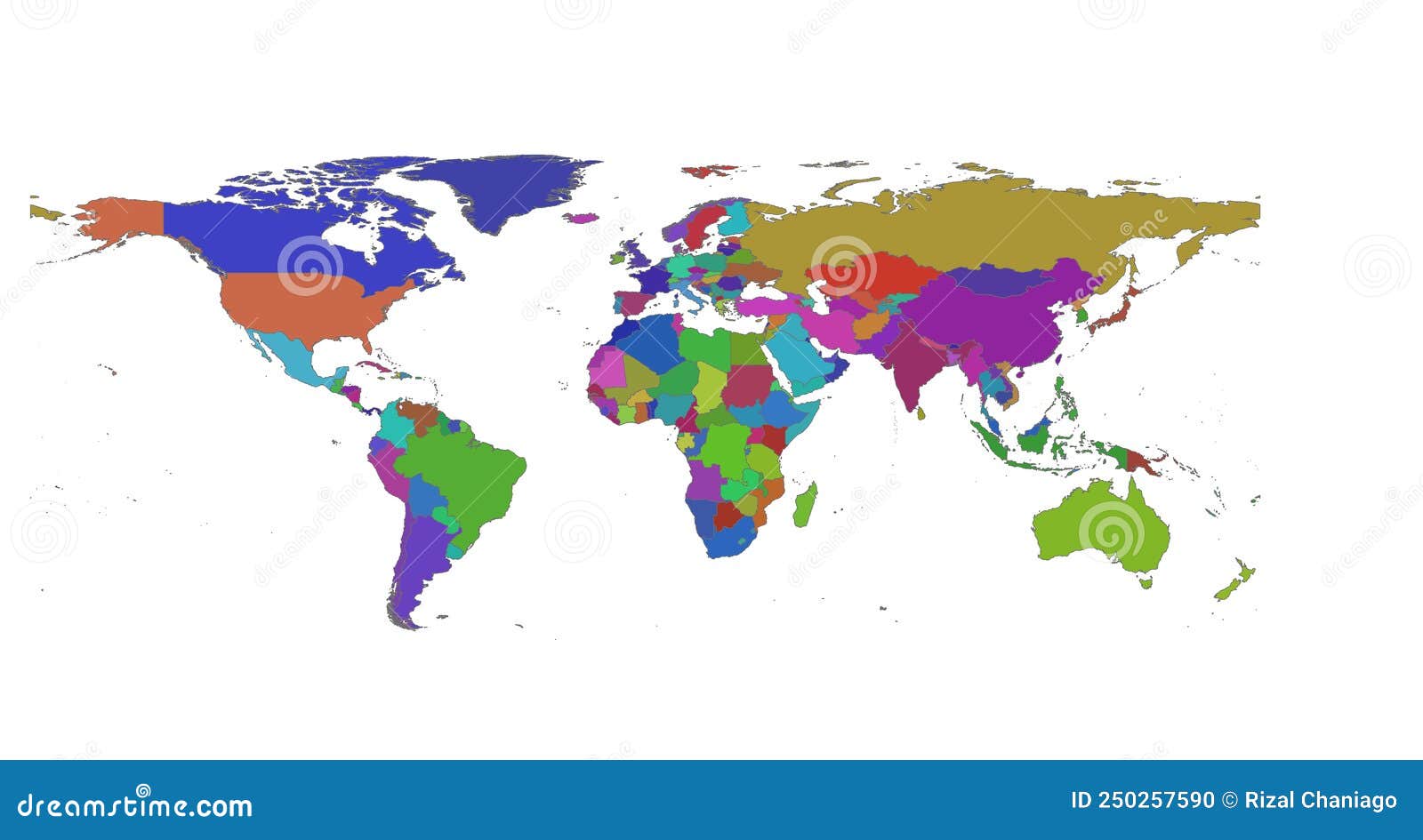 Um Mapa Mundial Colorido Com Um Fundo Branco Ilustração Stock ...