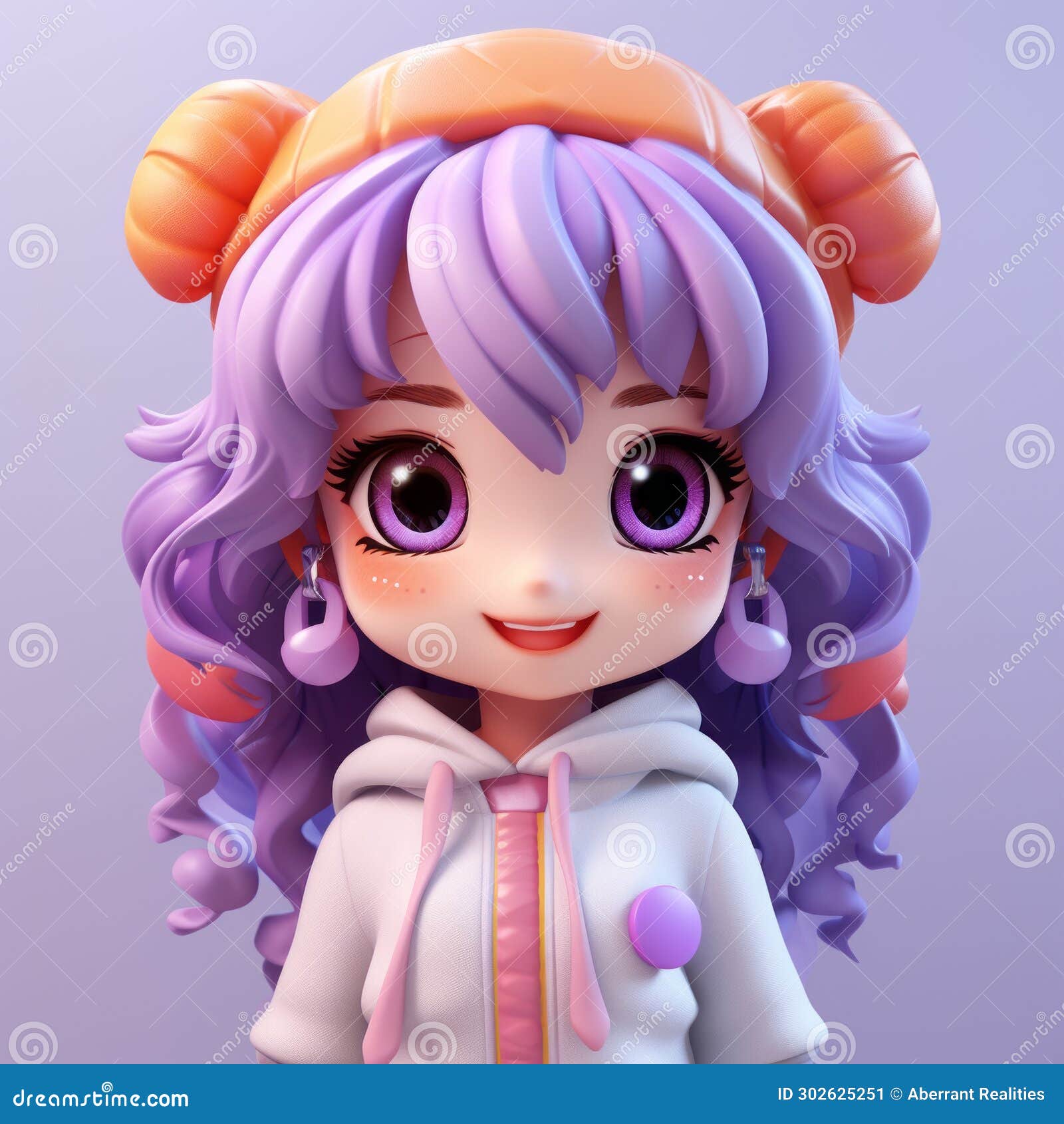 Um Personagem Animado Com Cabelo Roxo E Olhos Roxos Ilustração Stock