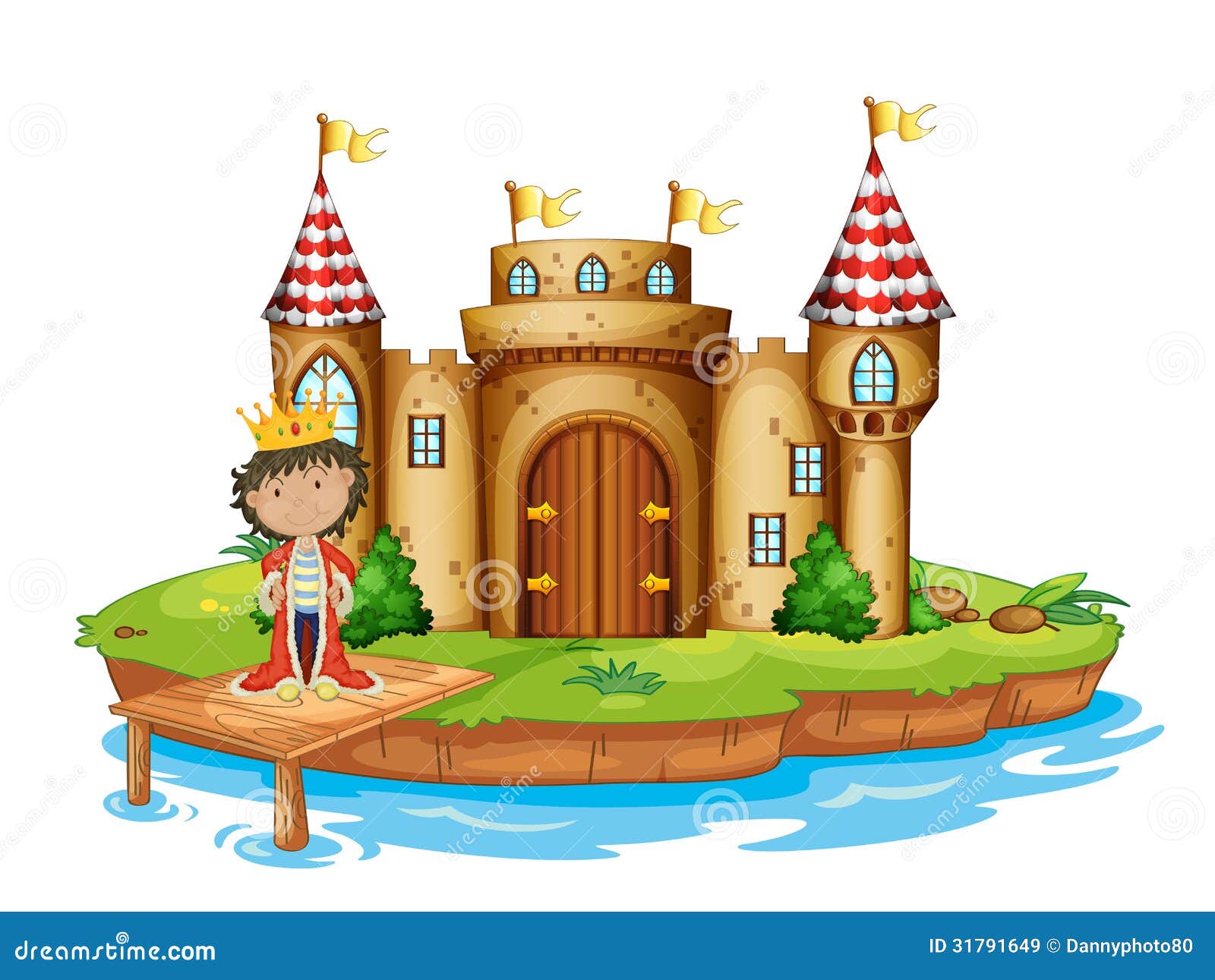 Um rei perto do castelo ilustração do vetor. Ilustração de plantas ...