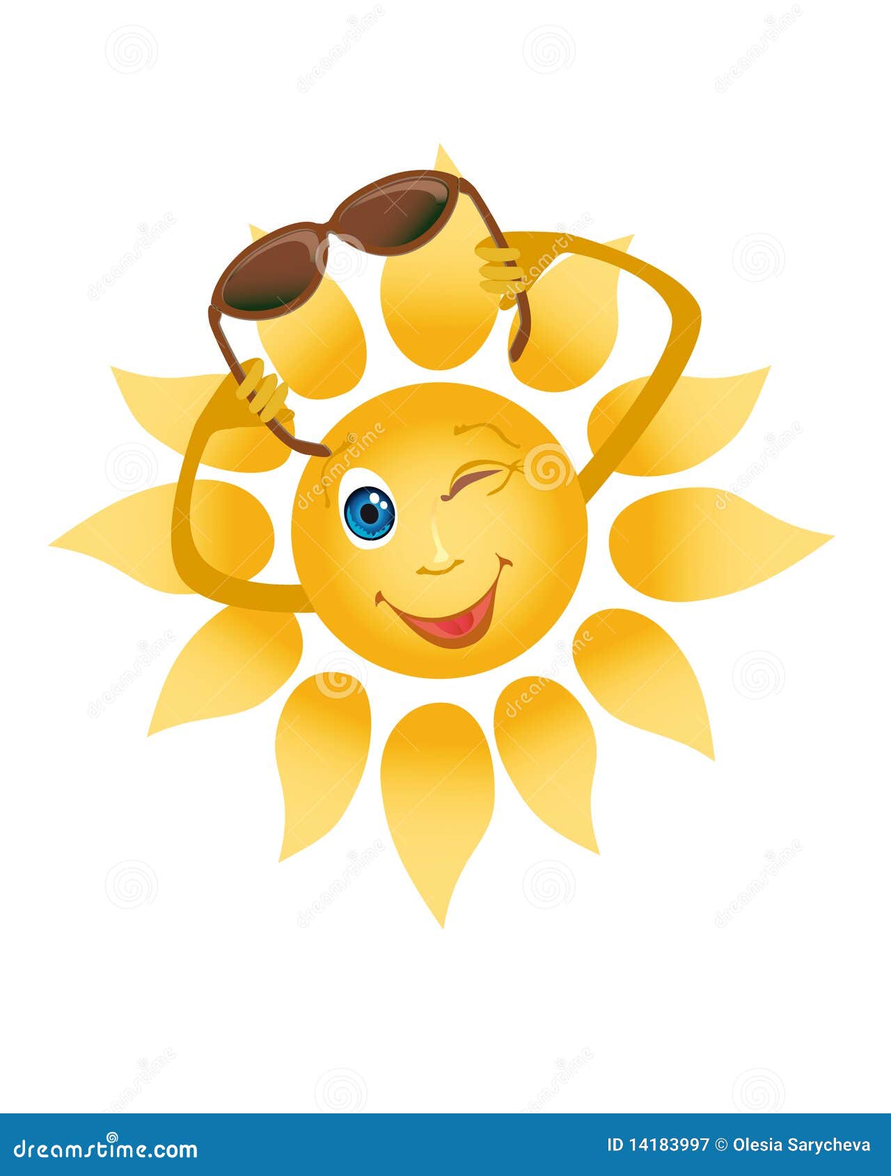 Um sol alegre ilustração do vetor. Ilustração de ensolarado - 14183997