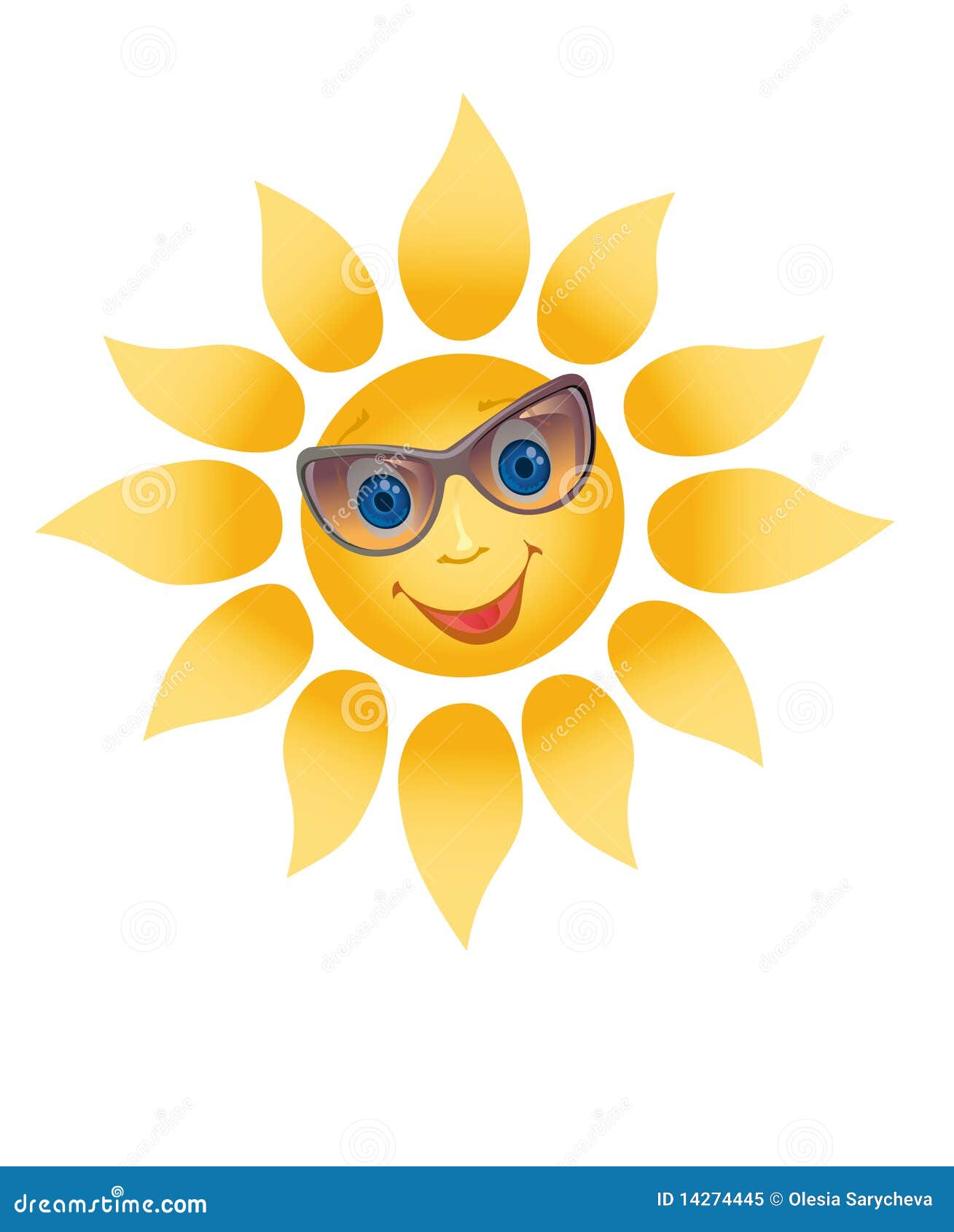 Um sol alegre ilustração do vetor. Ilustração de sorrir - 14274445