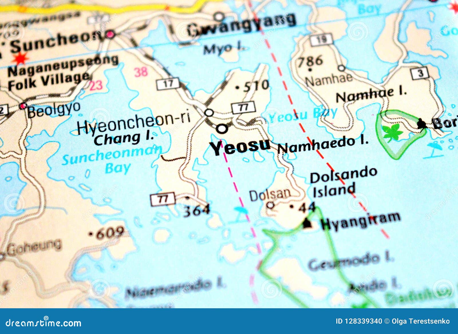 Uma Foto De Yeosu Em Um Mapa Foto de Stock - Imagem de mundo, coreia ...