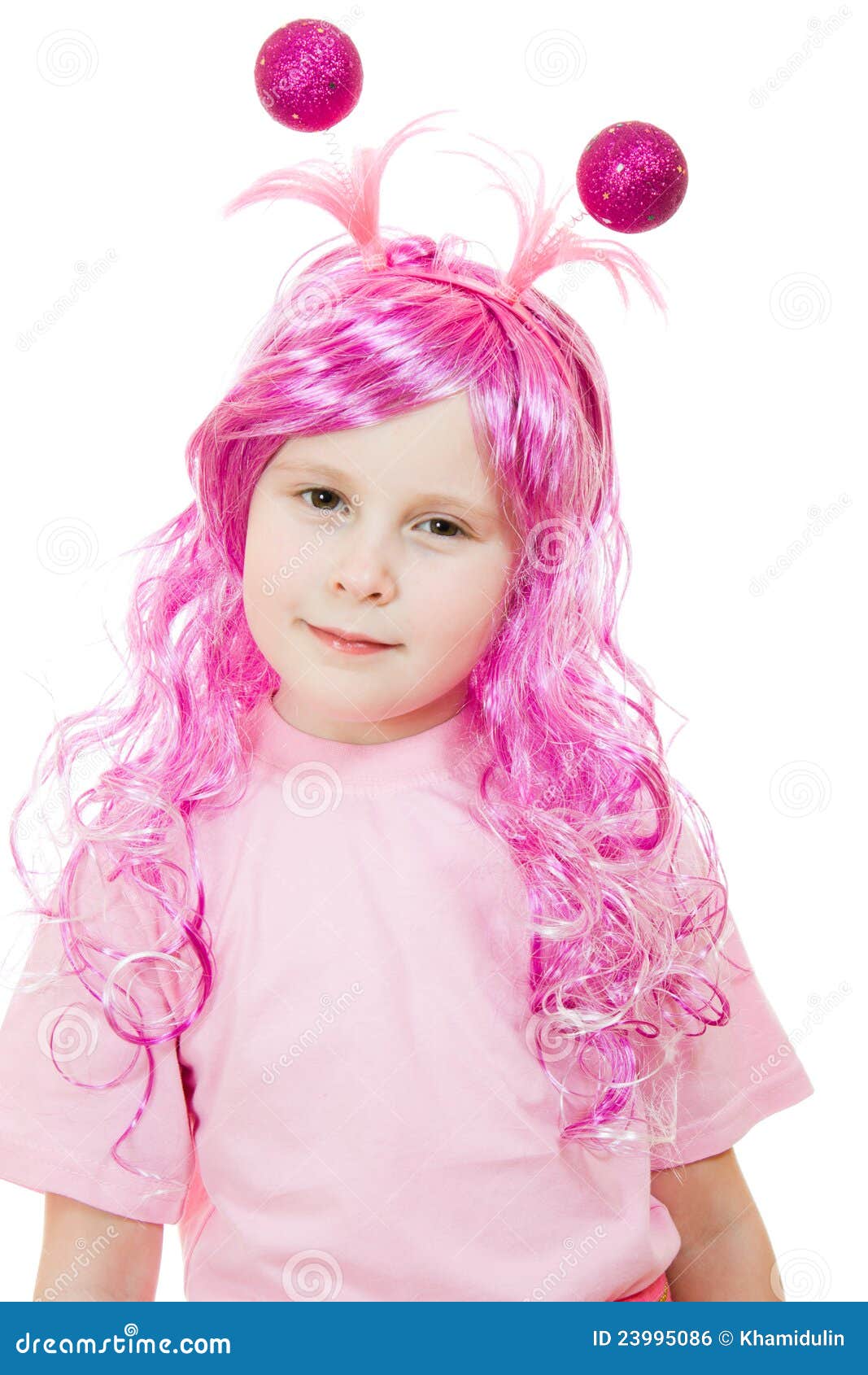 Uma Menina Com Cabelo Cor-de-rosa Foto de Stock - Imagem de povos ...