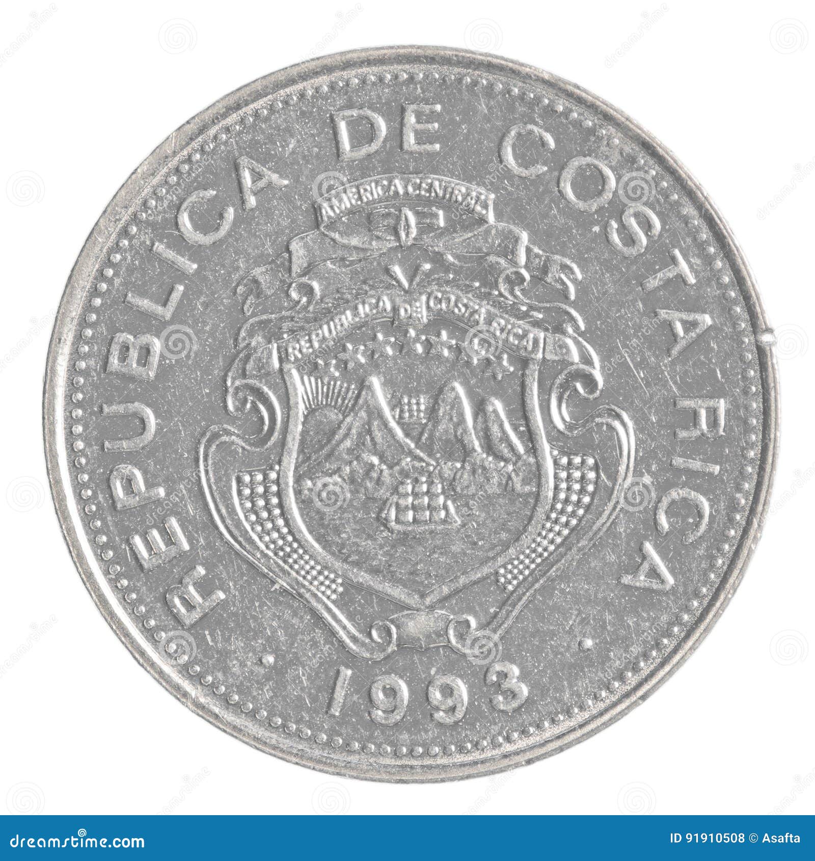 Uma Moeda De Costa Rican Colon Foto de Stock - Imagem de riqueza ...