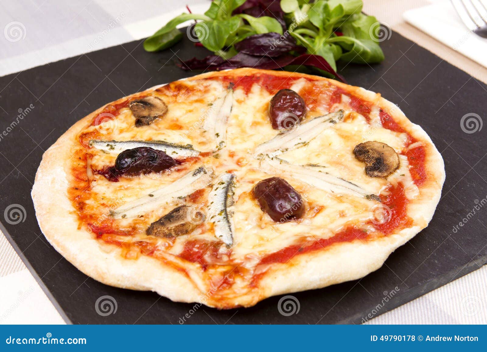 Uma pizza de anchova foto de stock. Imagem de cultura - 49790178
