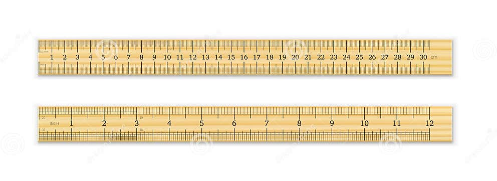 Uma Régua De Madeira Realística De 30 Cm E De 12 Polegadas Ilustração ...