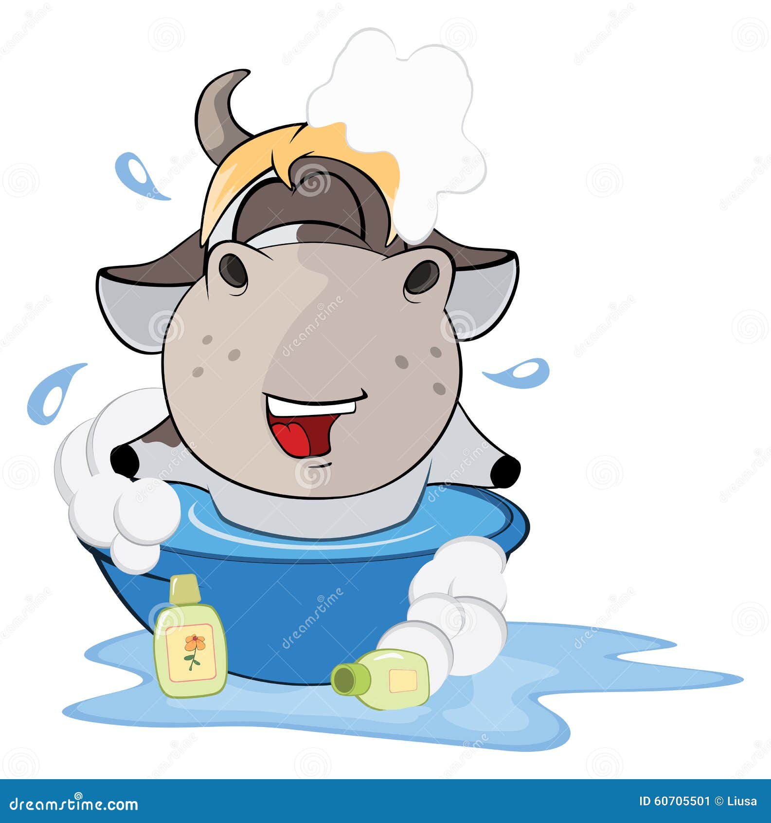 Uma vaca pequena cartoon ilustração do vetor. Ilustração de chuveiro ...