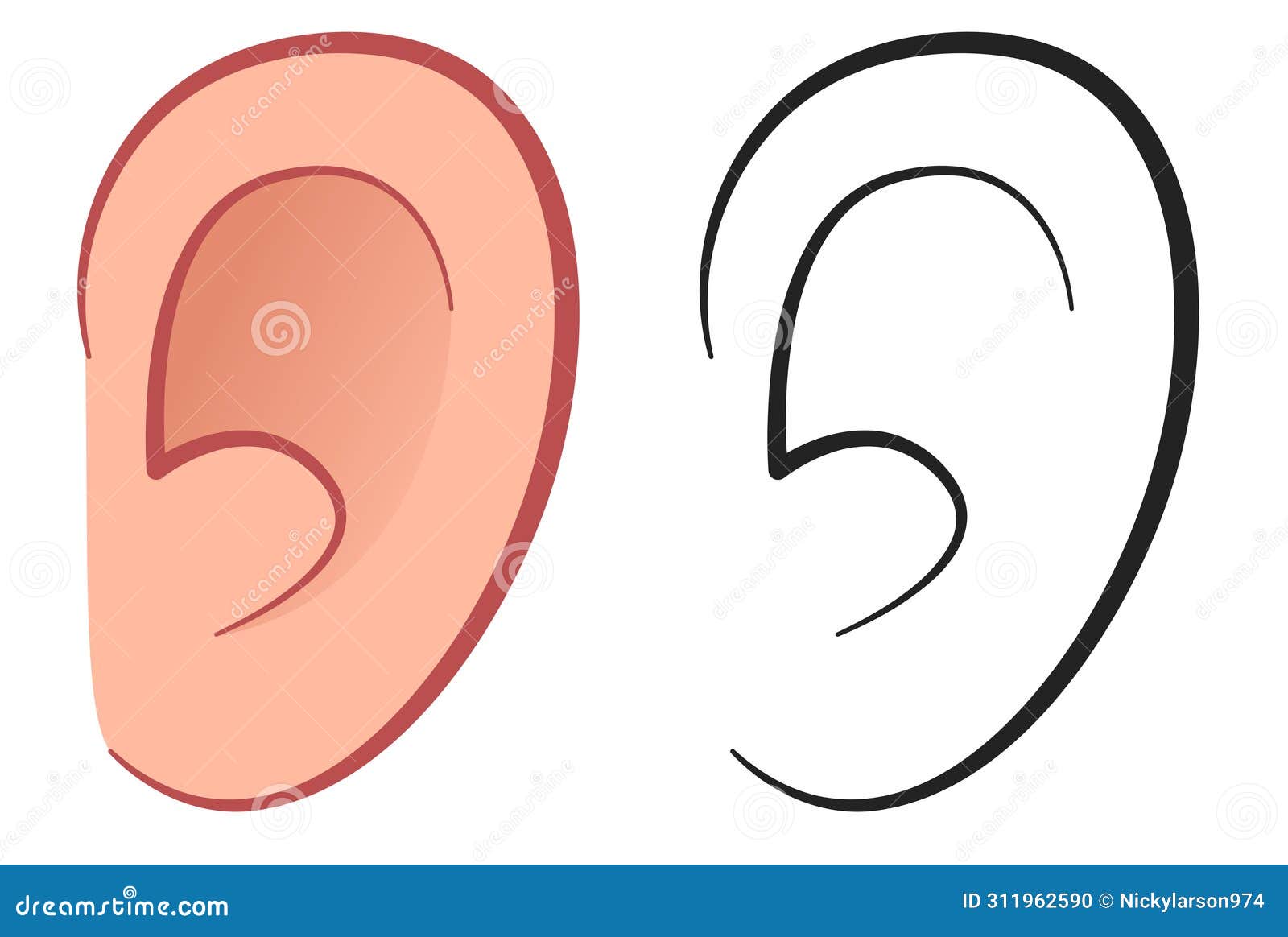 Uman Ear Cartoon Isolated Drawing Stock Vector - Illustration of ...