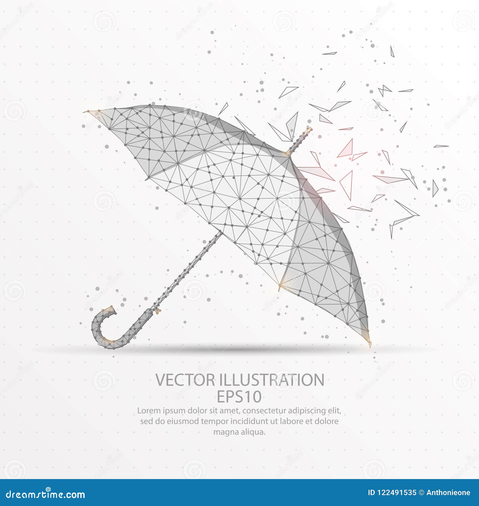 Umbrella Low Poly Wire Frame on White Background. Stock Vector ...