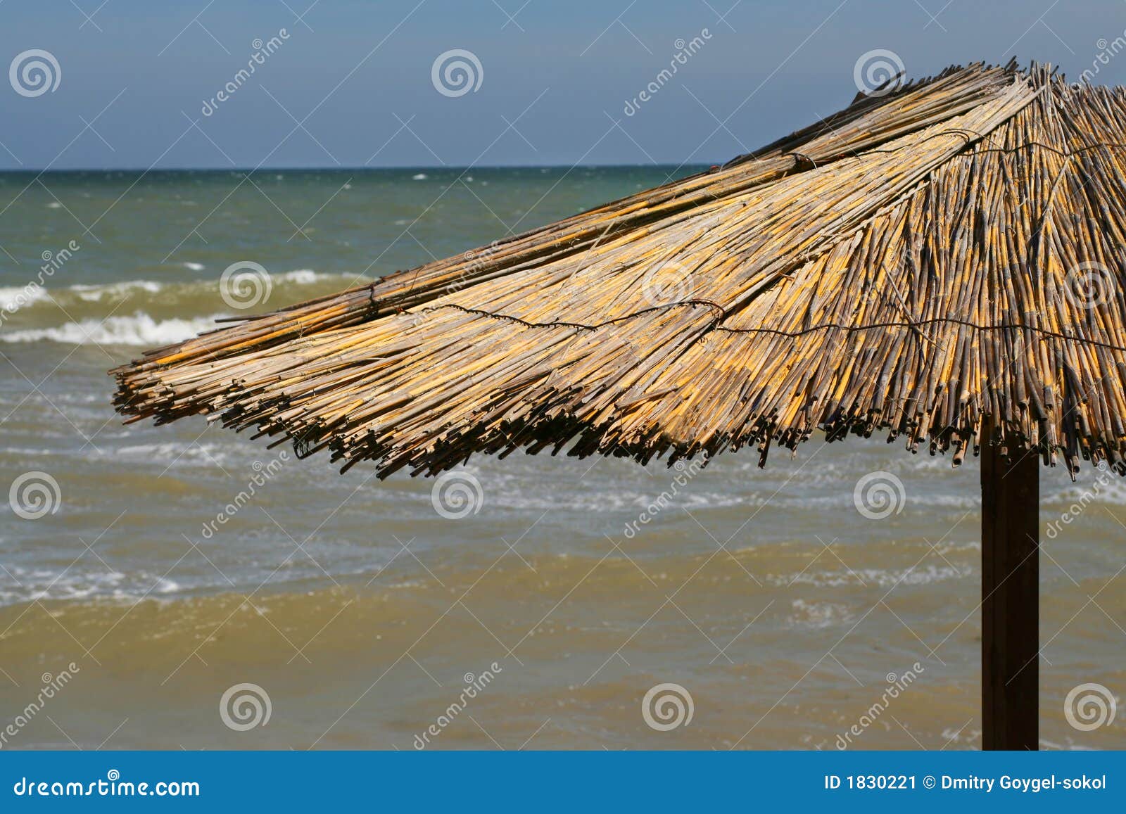 Umbrella on the Beach with Sea Behind Stock Image - Image of coastline ...