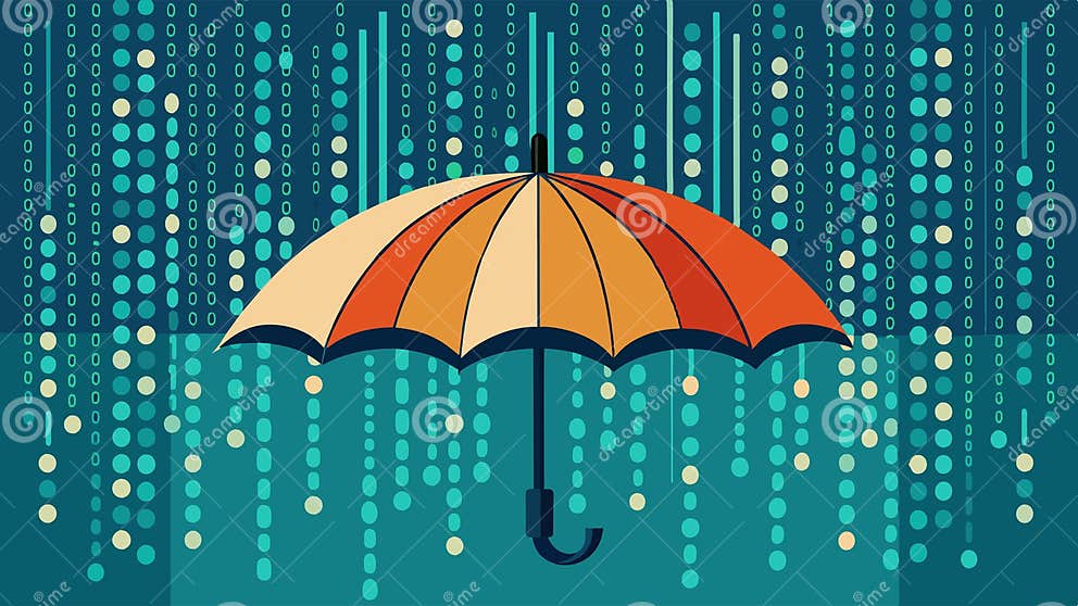 Umbrella with Binary Code Background. Data Protection and Security and ...