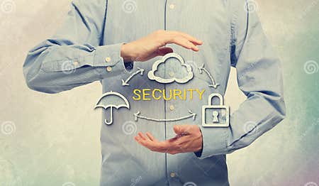 Umbrella, Cloud and Lock for Security Concept Stock Photo - Image of ...
