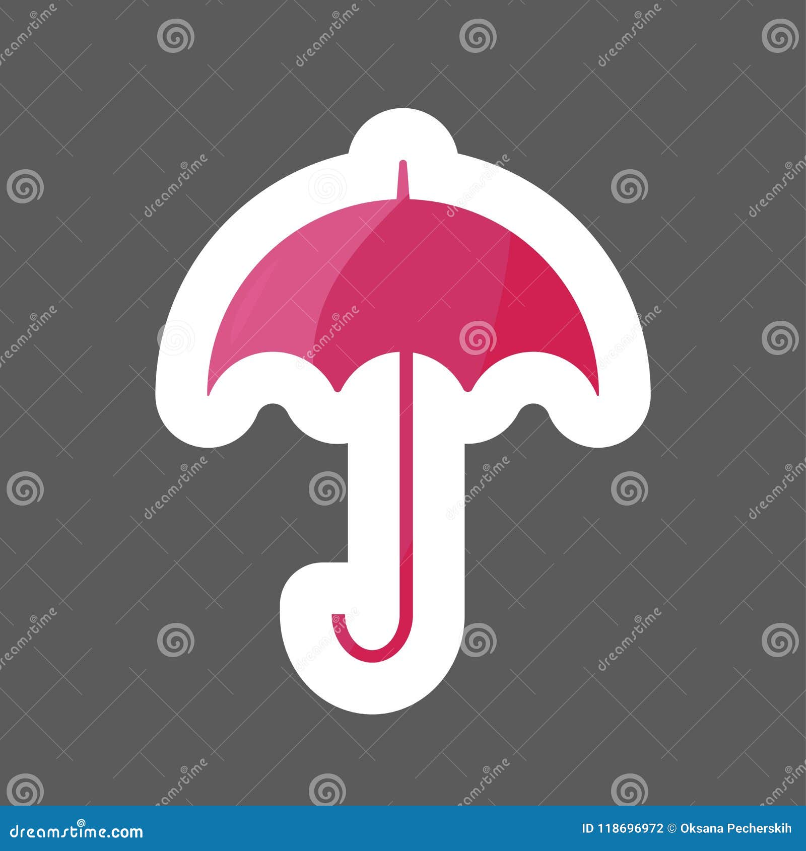 Umbrella Colored Sticker Vector Flat Design. Vector Icon Umbrel Stock ...