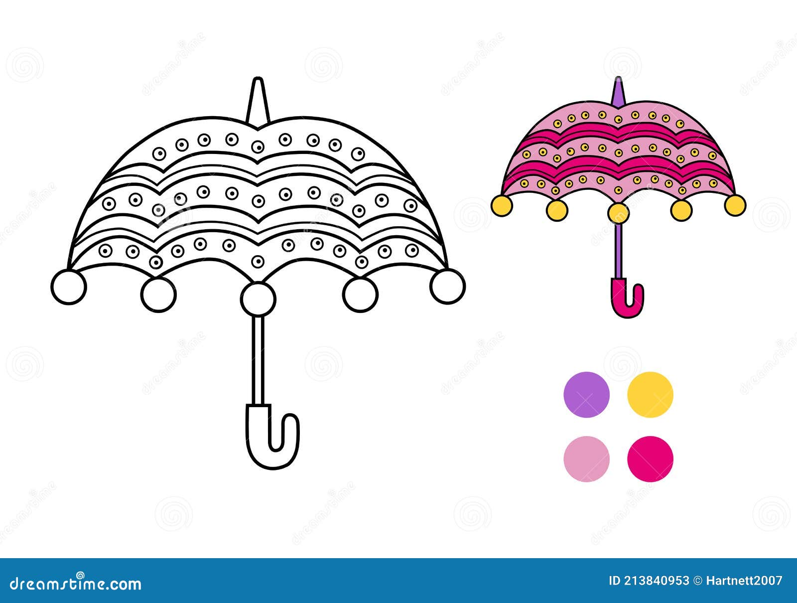 Umbrella Coloring Page Picture Worksheet For Preschool, Kindergarten ...