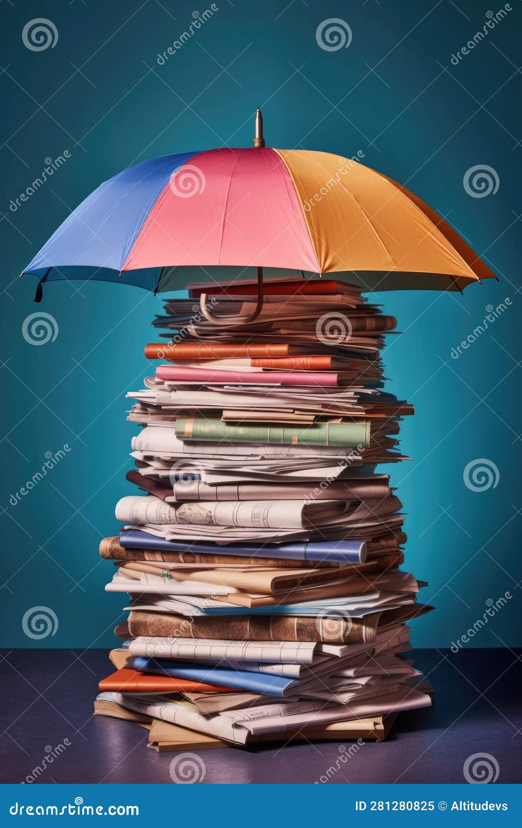 Umbrella Covering a Stack of Insurance Papers for Protection Stock ...