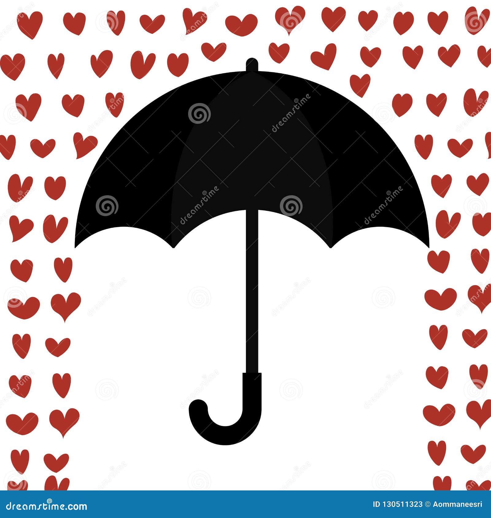 Umbrella and Falling Hearts. Umbrella with Rain Hearts Stock Vector ...