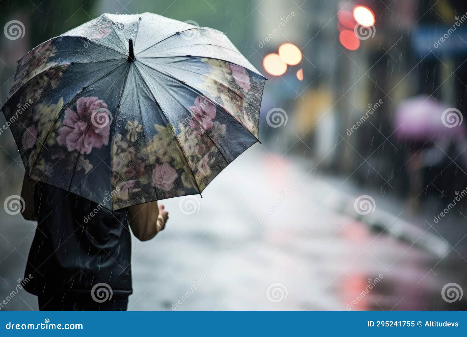 An Umbrella Fighting Against Heavy Downpour Stock Image - Image of ...