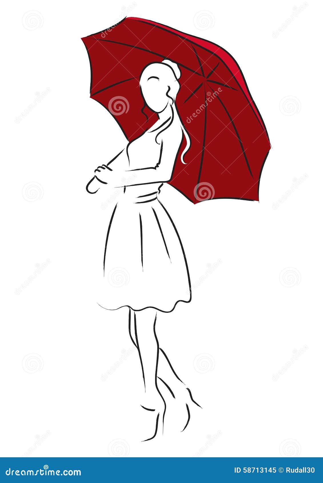 Girl With Umbrella Sketch