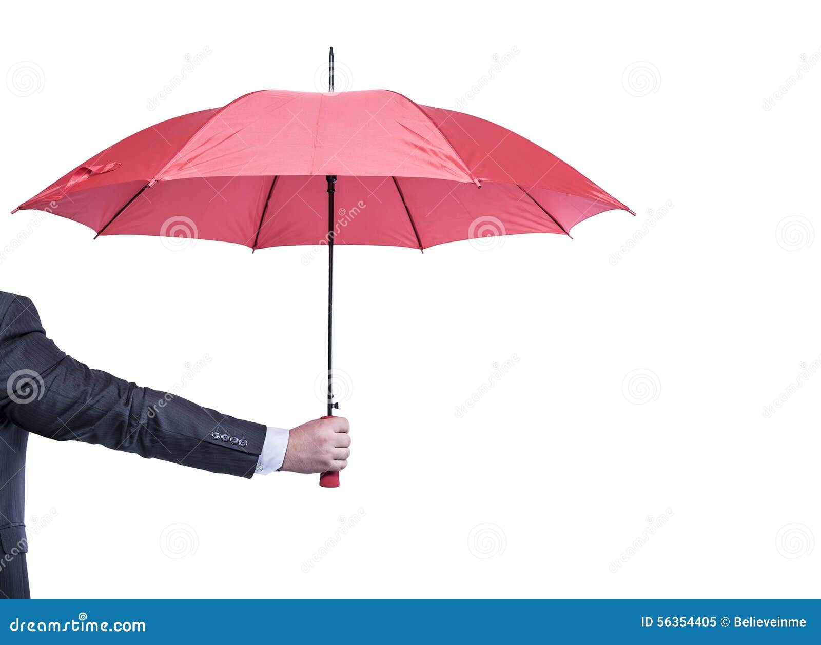 Red Umbrella And A Hand Of Man Standing On Cracked Earth And Han ...