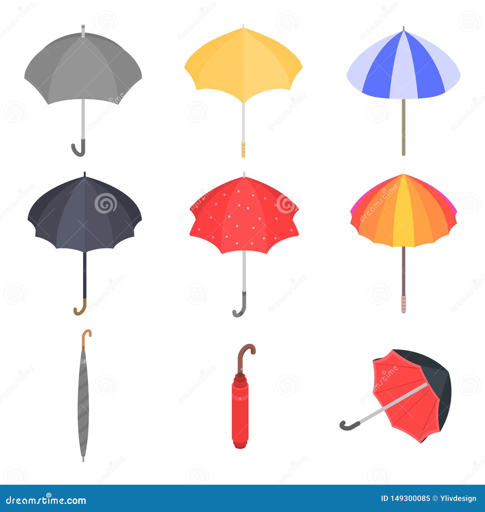 Umbrella Icons Set, Isometric Style Stock Vector - Illustration of ...