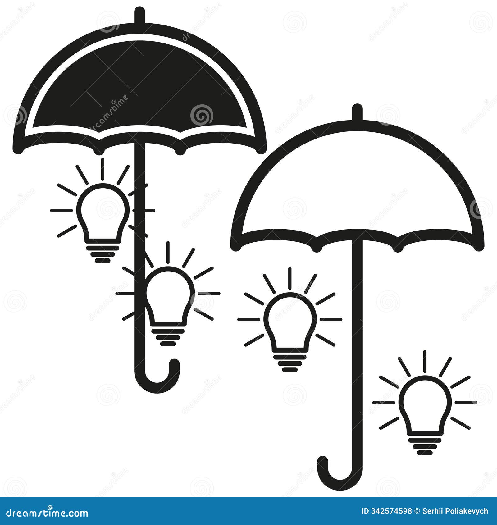 Umbrella and Lightbulb. Idea Protection Concept. Innovation Safety Icon ...