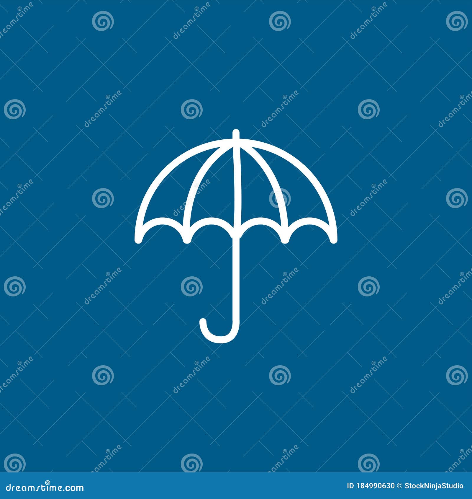Umbrella Line Icon on Blue Background. Blue Flat Style Vector ...