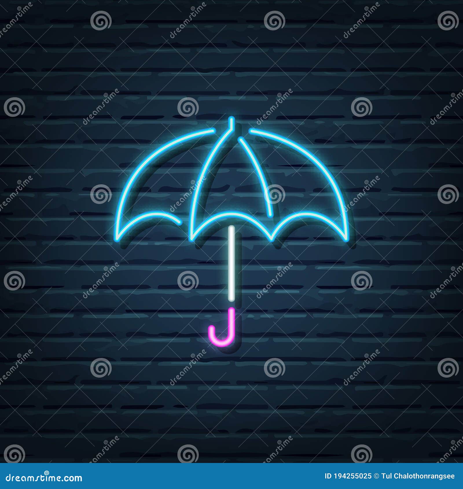 Umbrella neon sign stock vector. Illustration of nightlife - 194255025