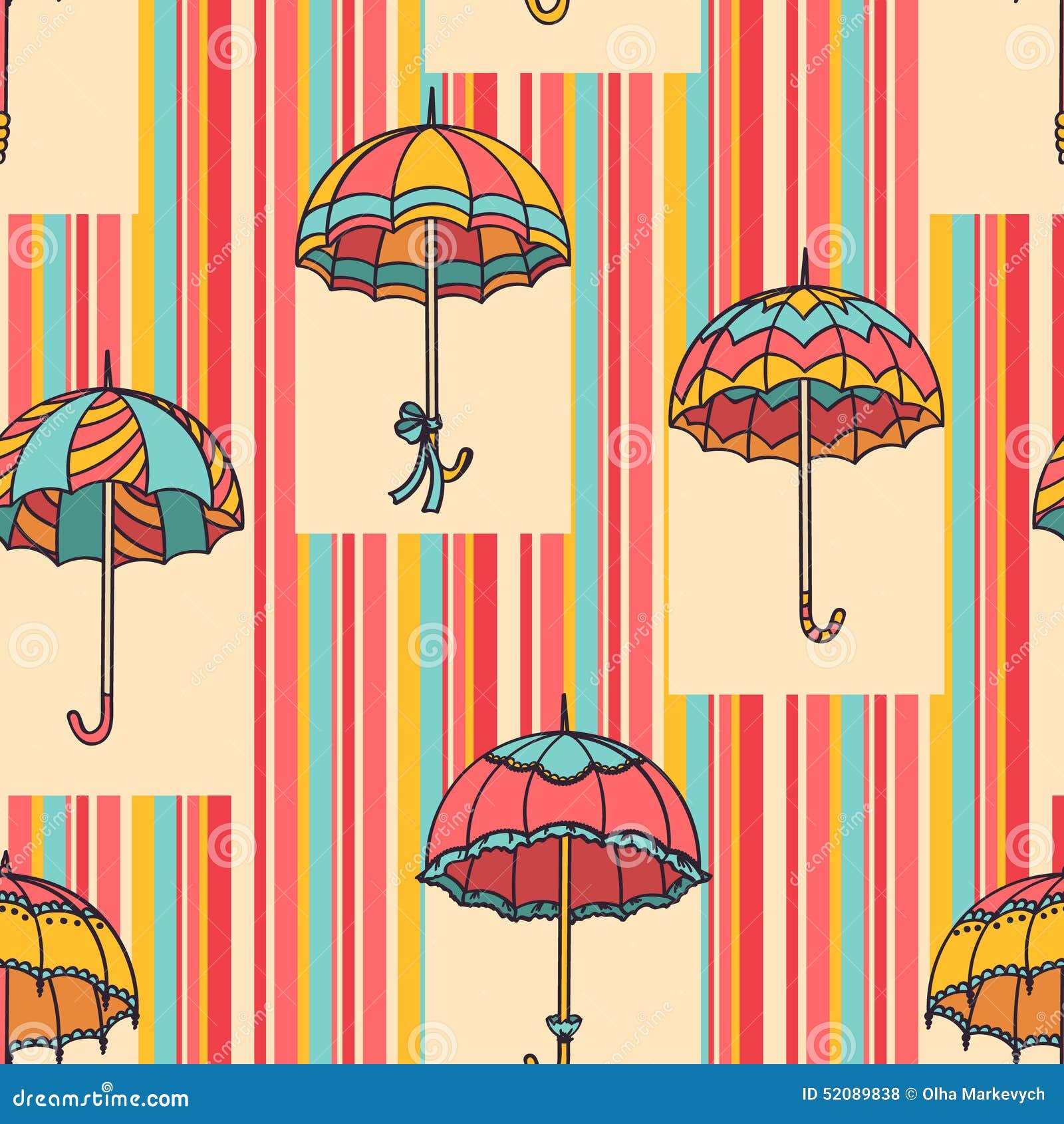Umbrella Pattern stock vector. Illustration of card, color - 52089838