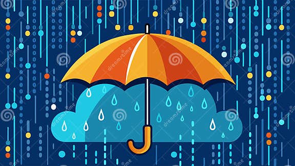 Umbrella and Rain Binary Code. Data Protection and Security and Privacy ...