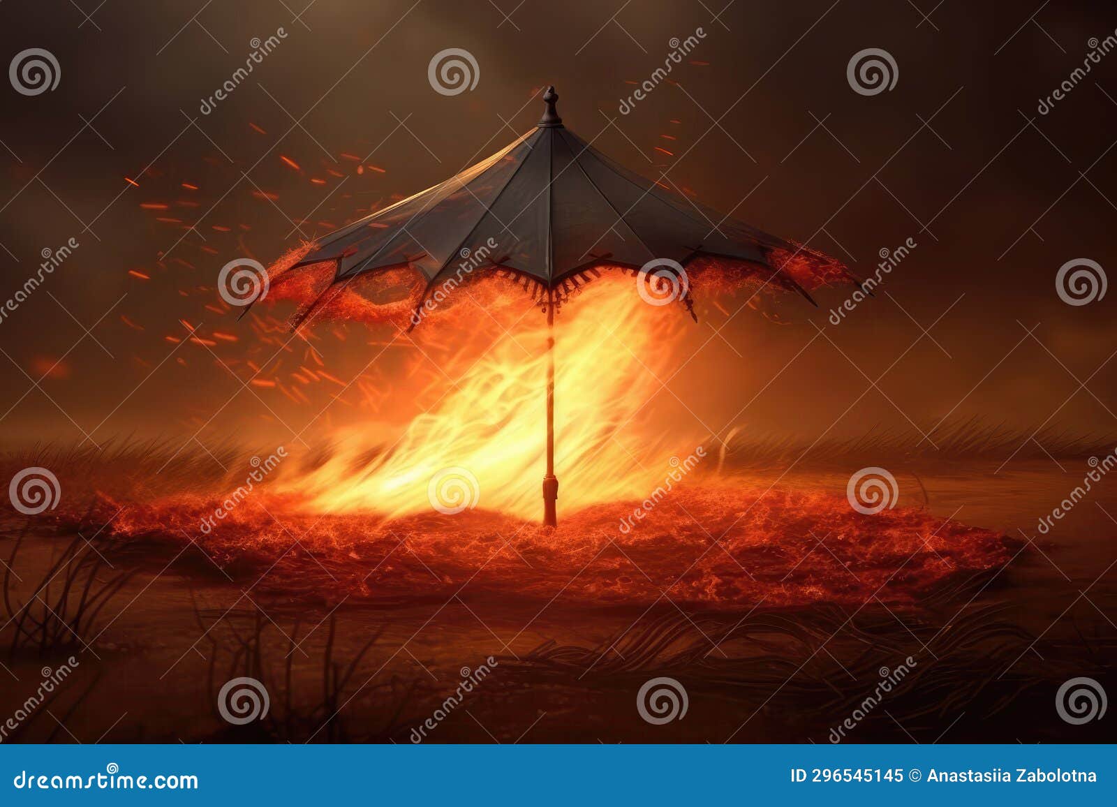 Umbrella Shielding Fragile Flame from Gusty Wind. Generative AI Stock ...