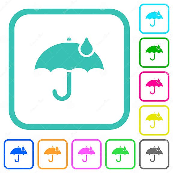 Umbrella with Single Raindrop Solid Vivid Colored Flat Icons Stock Vector - Illustration of ...
