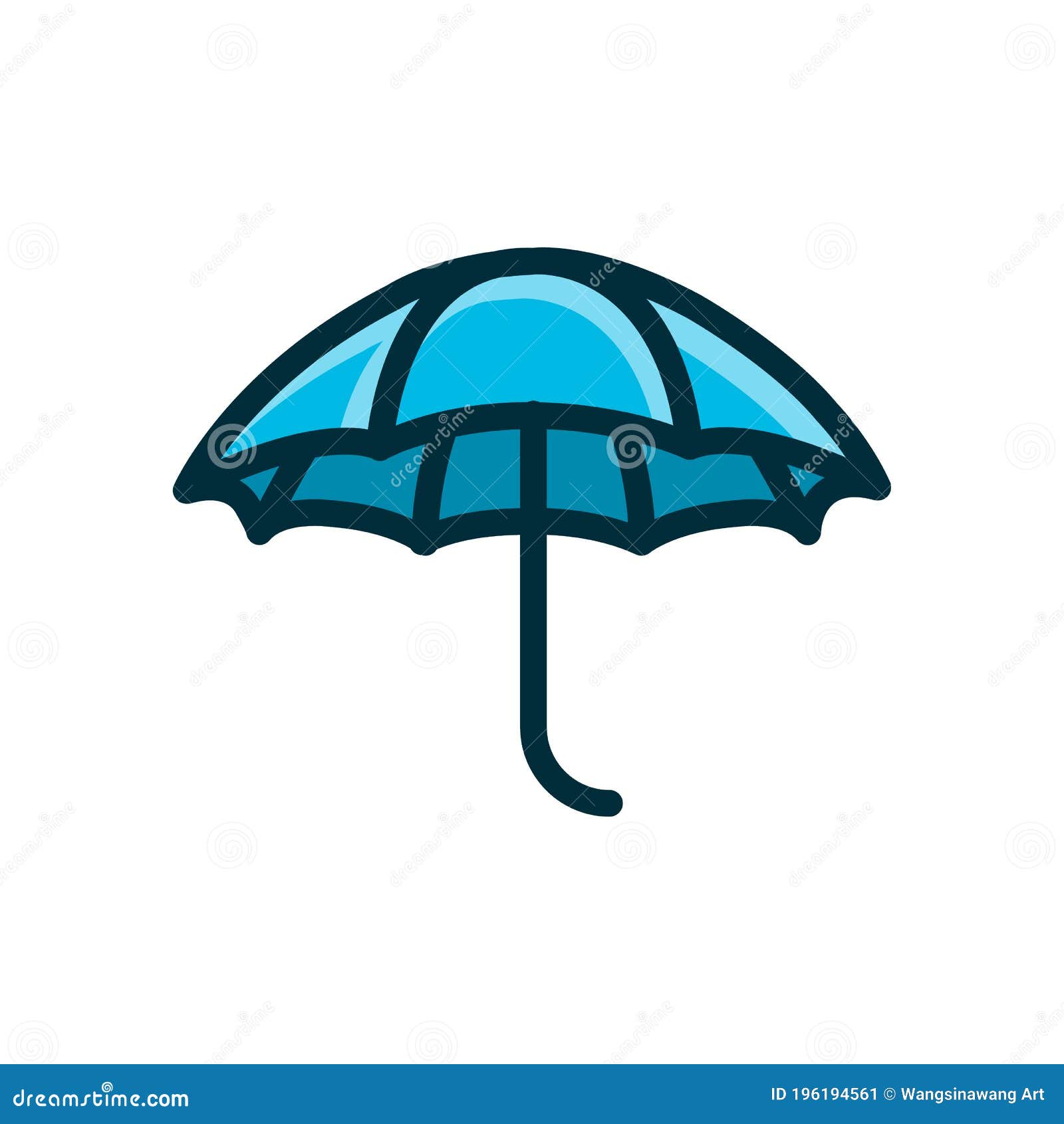 Umbrella Symbol Blue Icon Vector Illustration Isolated on White ...