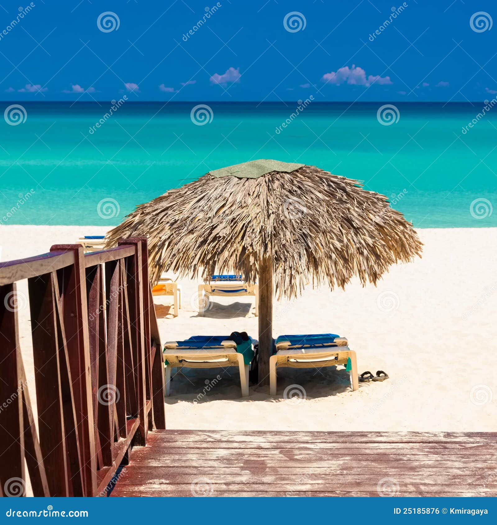 Umbrella on a Tropical Beach in Cuba Stock Photo - Image of beach ...