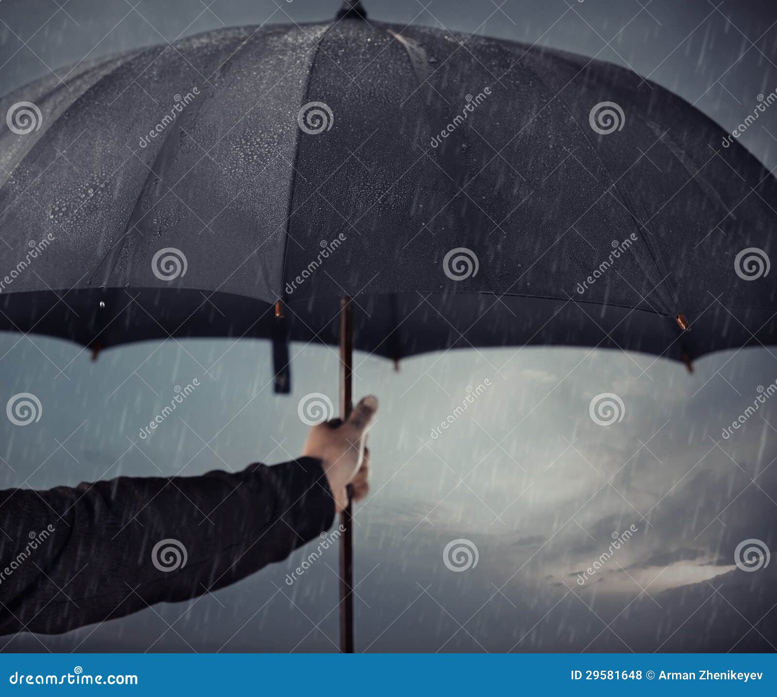 Umbrella under the rain stock photo. Image of copy, hand - 29581648