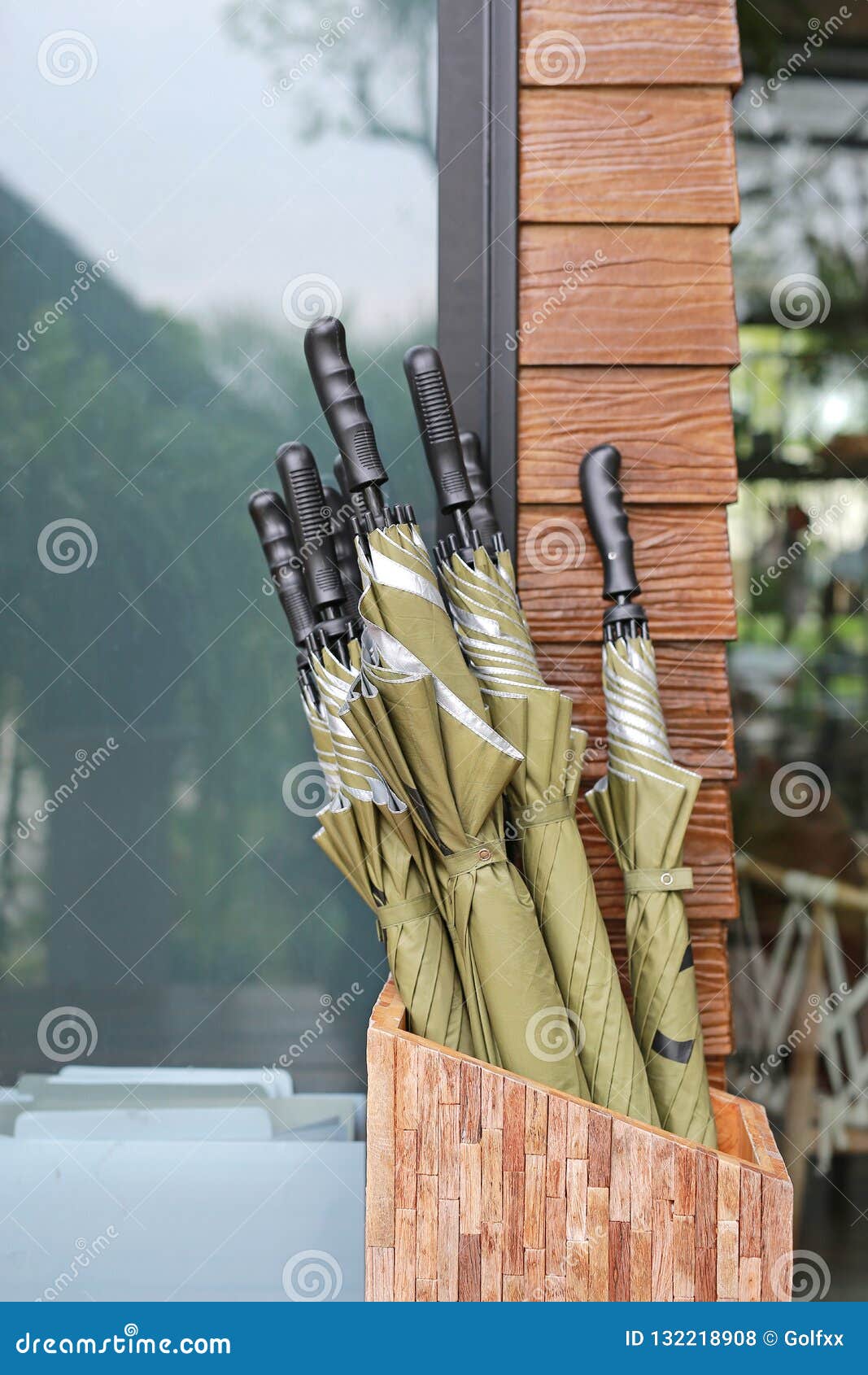 Umbrella Waiting for Using in Customers Service. Stock Photo - Image of ...