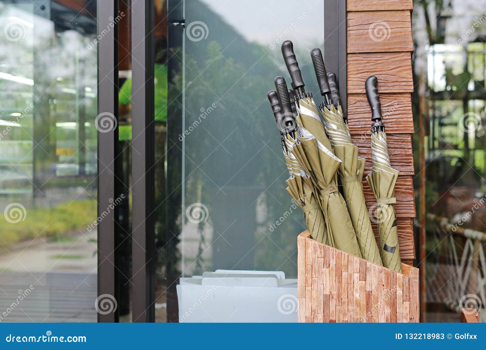 Umbrella Waiting for Using in Customers Service. Stock Image - Image of ...